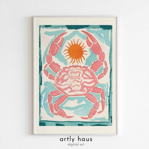 Coastal Poster Trio, Beach Oyster Print, Crab Wall Art Matisse Inspired ...