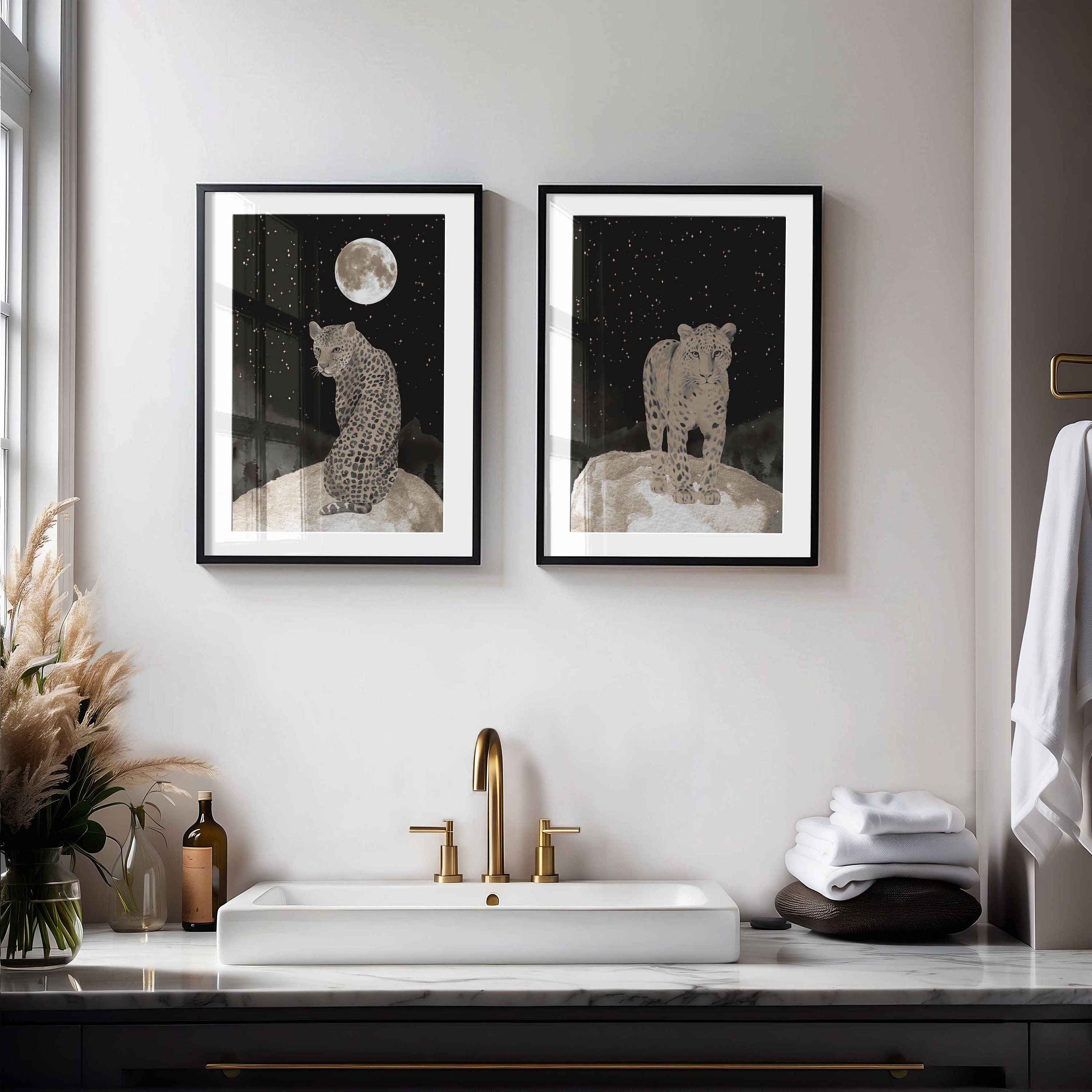 Leopards of the Lunar Forest Poster Duo Leopard Walking & Leopard With ...