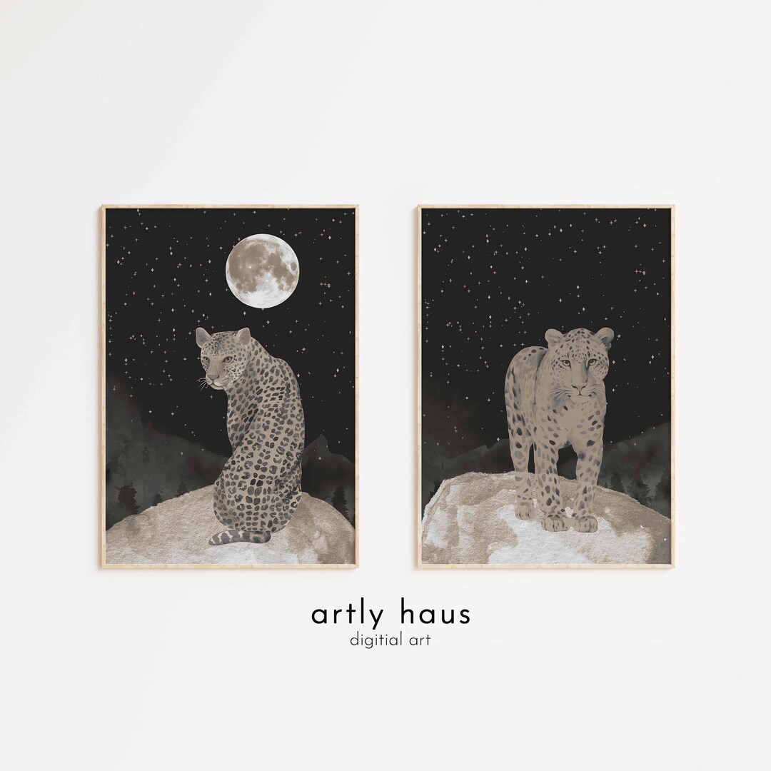 Leopards of the Lunar Forest Poster Duo Leopard Walking & Leopard With ...
