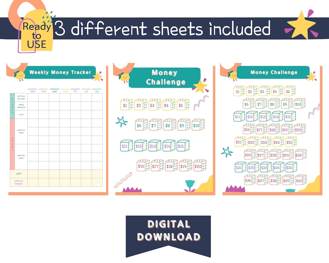 Money Tracker for Kids, Financial Goal Tracker, Help Out Kids to Save ...