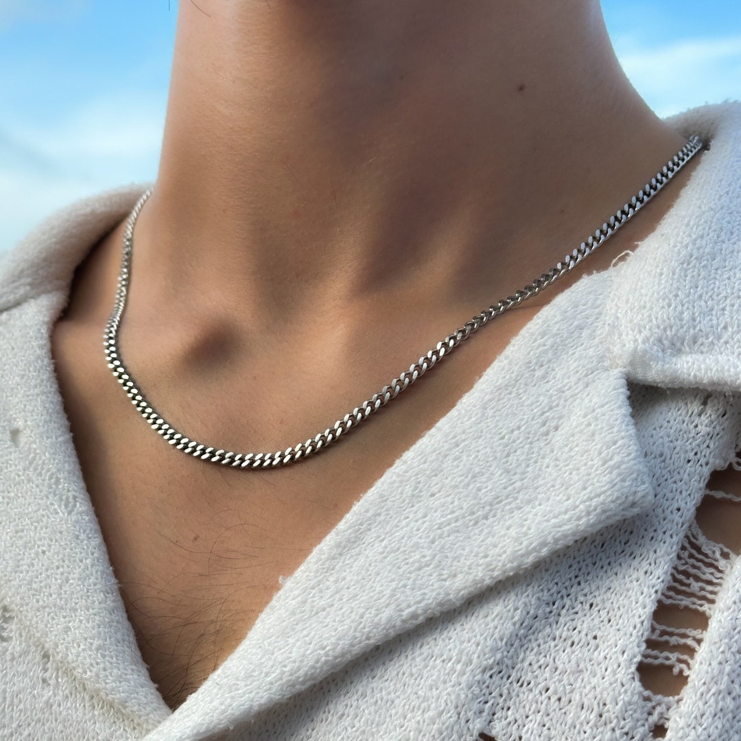 3 Mm Silver Cuban Link Chain Men Basic Chain Silver Men - Etsy