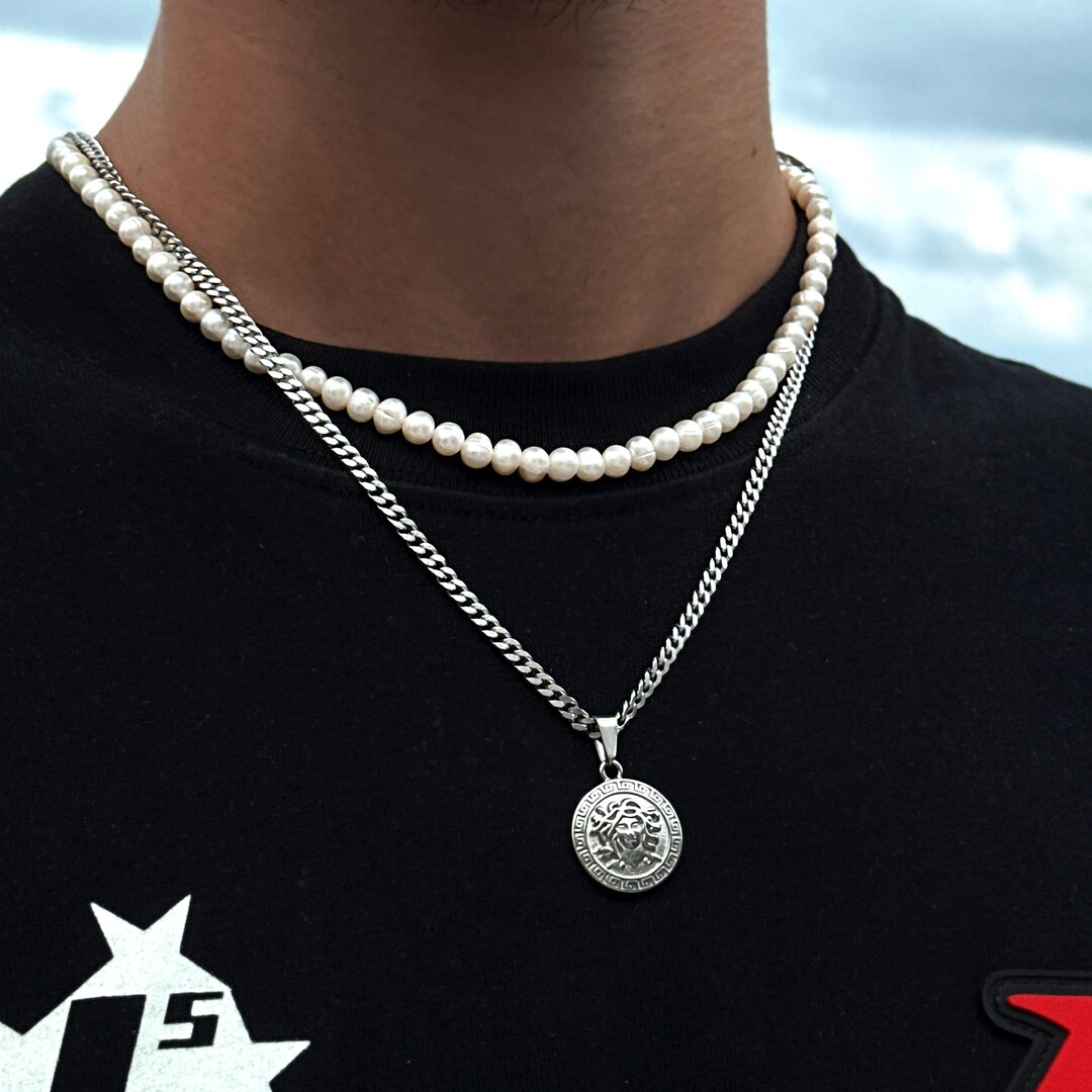 Medusa Cuban Chain Silver 4 Mm Cuban Link Necklace Men Greek Mythology ...