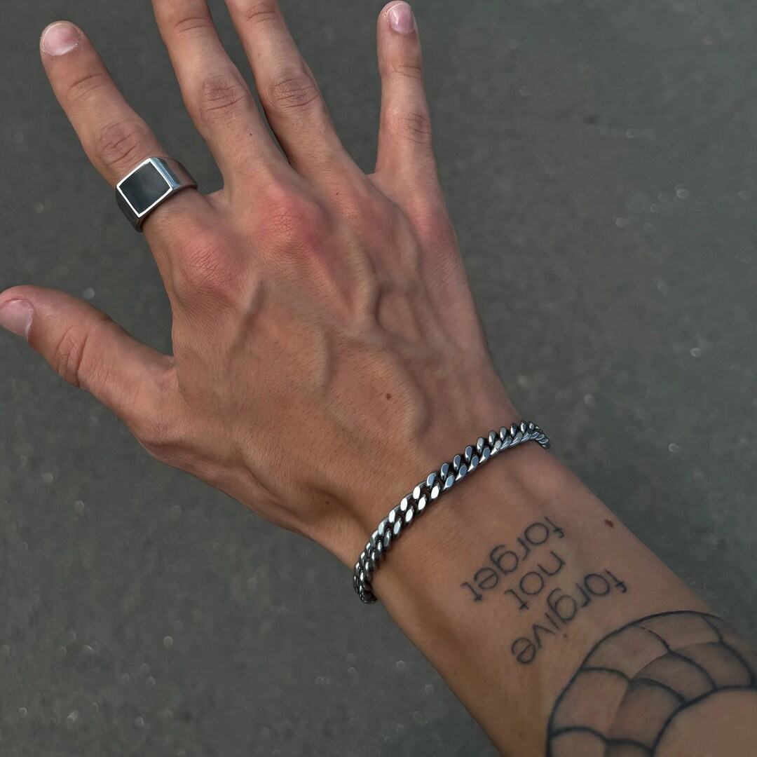 Cuban Bracelet Silver Men 6mm Cuban Link Bracelet Silver Bracelet Men ...