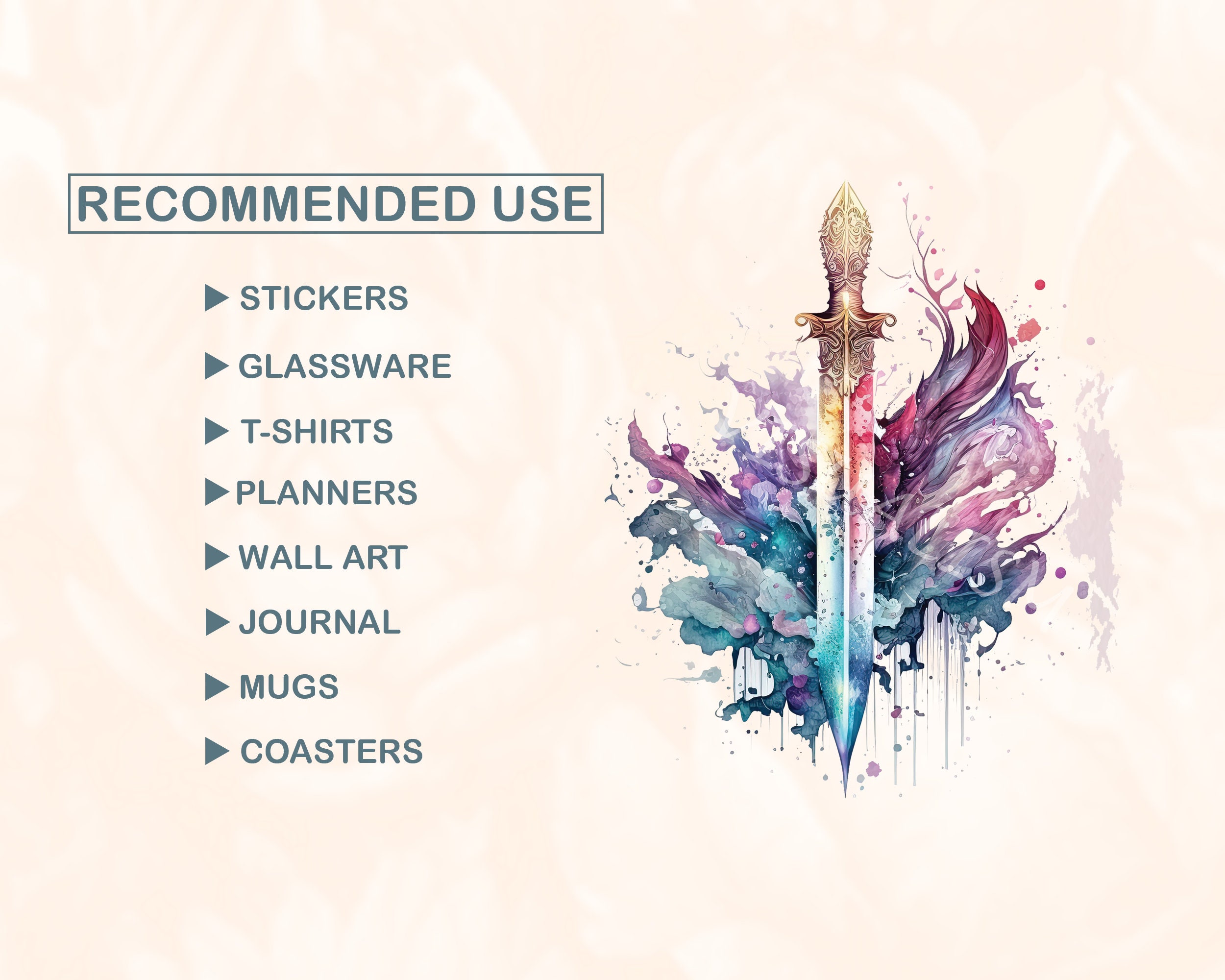 FANTASY SWORD ART, Digital Downloads, Sword Clipart, Magic Sword Png ...