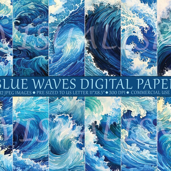 Blue Wave Transfer - Etsy