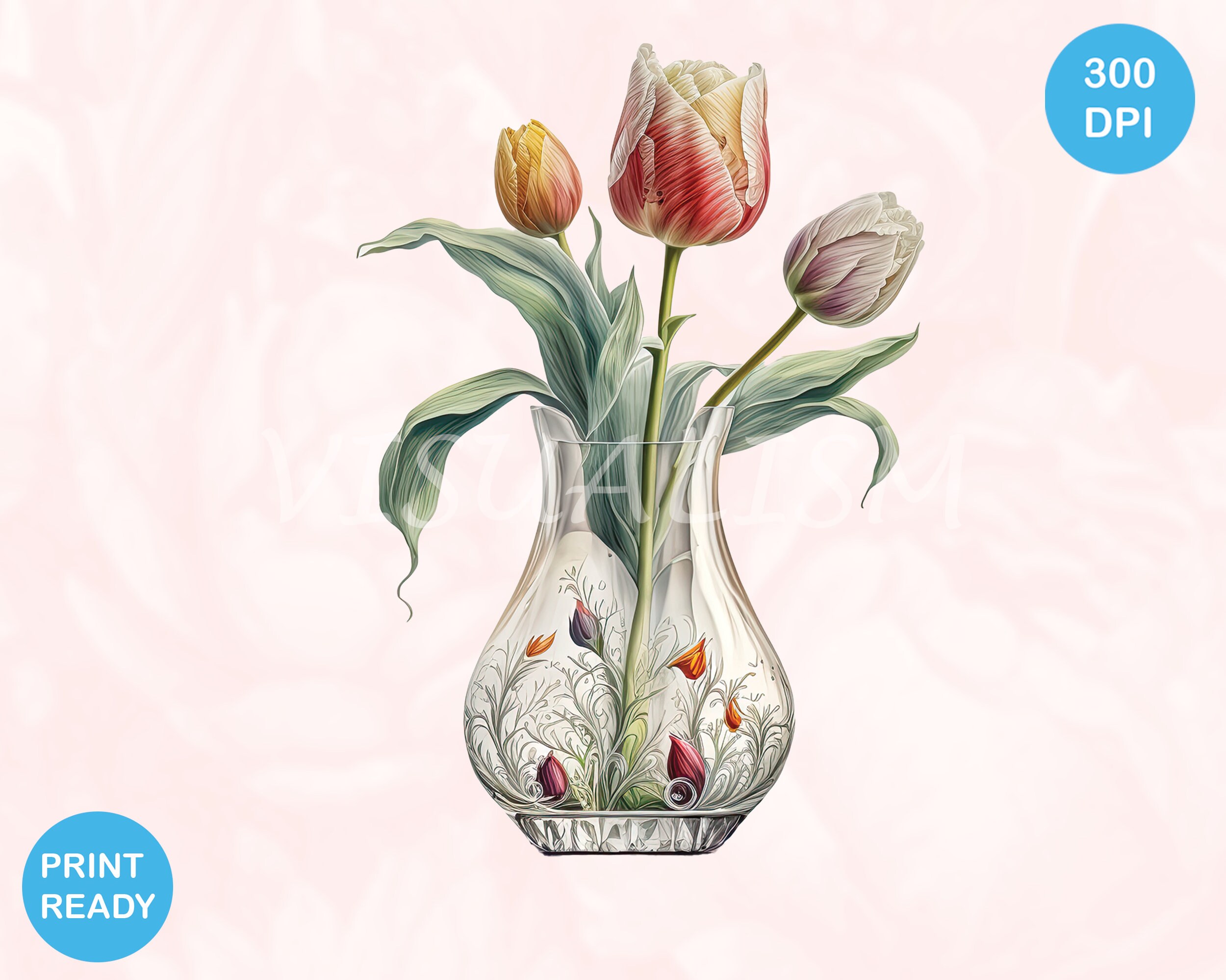 20 TULIP FLORAL CLIPART, Digital Downloads, Tulip Vase Clipart, Tulip ...