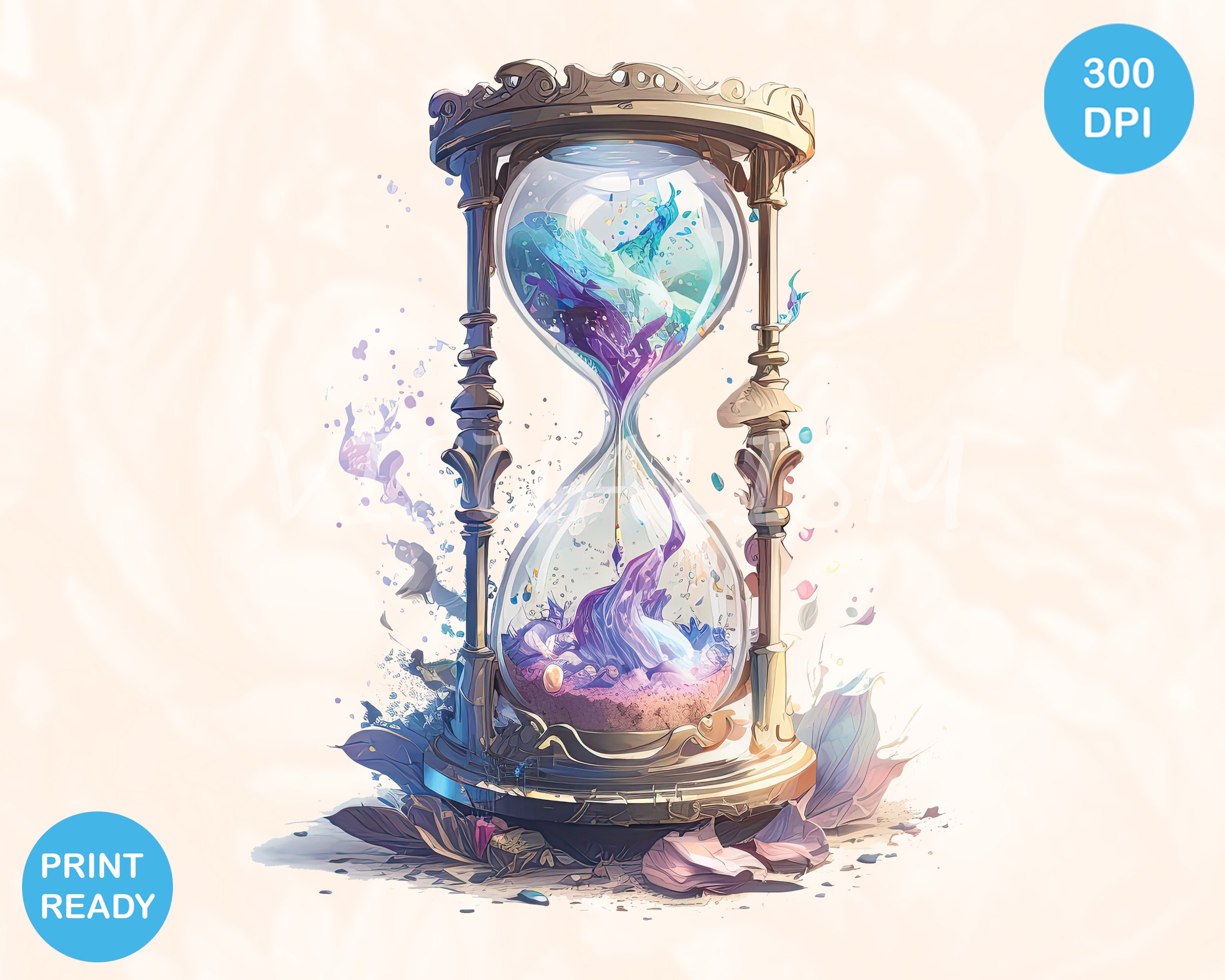 FANTASY HOURGLASS ART, Digital Downloads, Hourglass Clipart, Hourglass ...