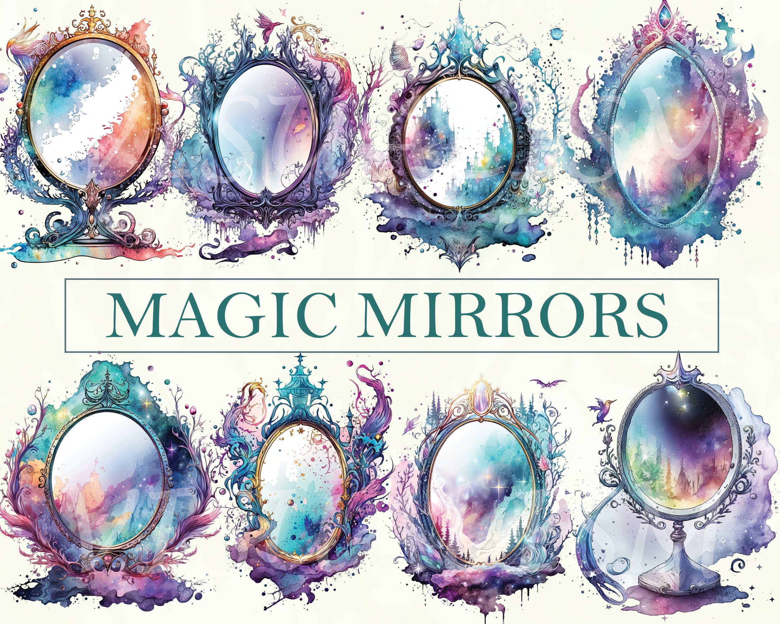 MAGIC MIRROR ART, Digital Downloads, Magic Mirror Clipart, Magic Mirror ...