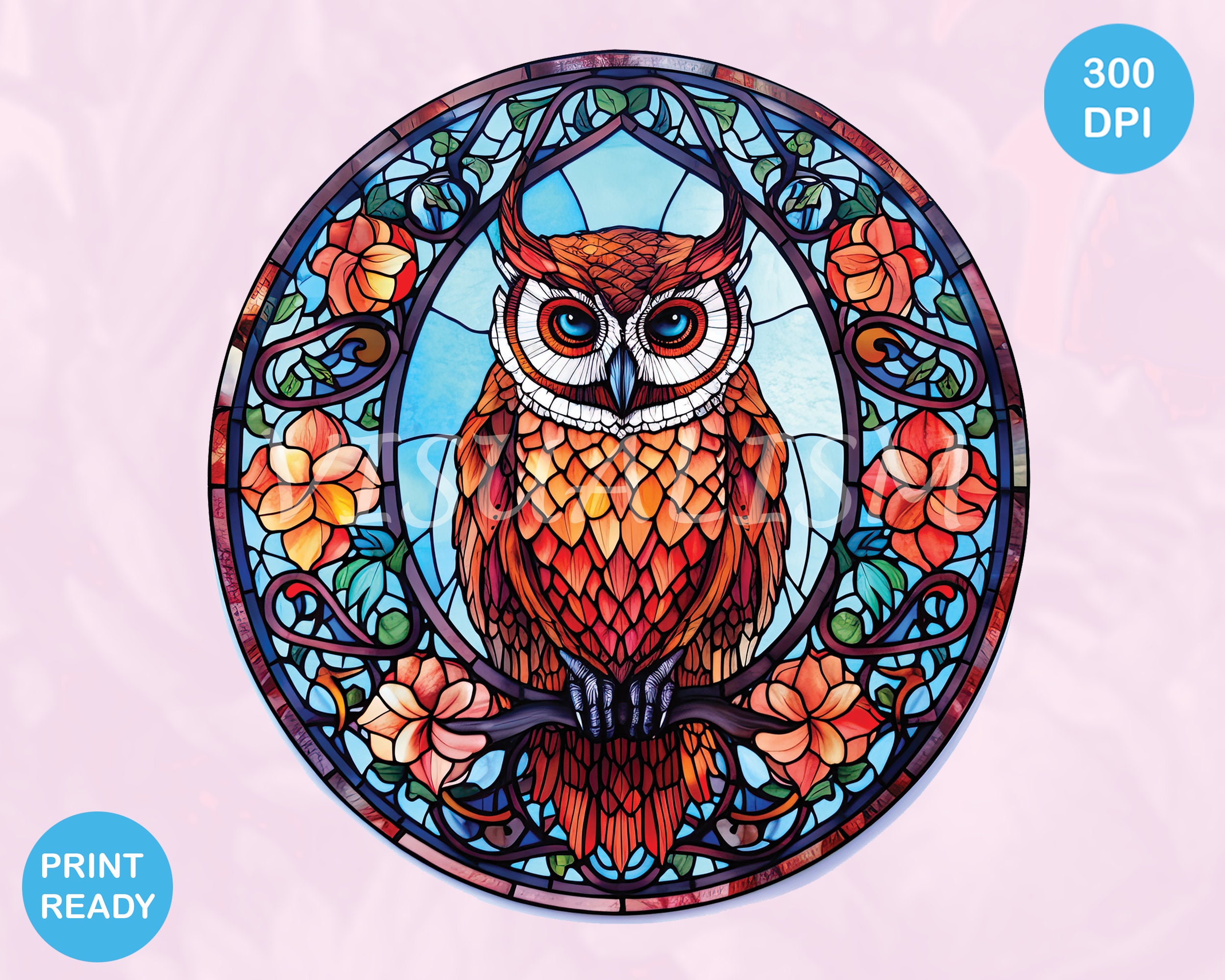19 Stained Glass Owl Digital Clipart Files Stain Glass Owl - Etsy