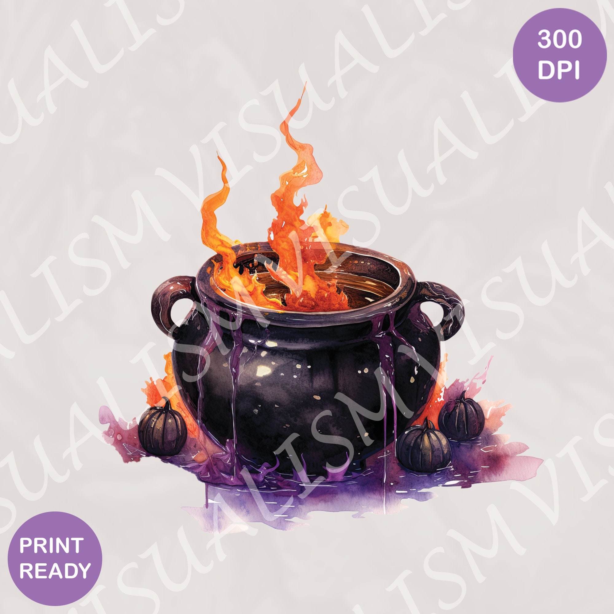 20 Watercolor Cauldron Clipart, Witches Cauldron, Spooky Halloween ...