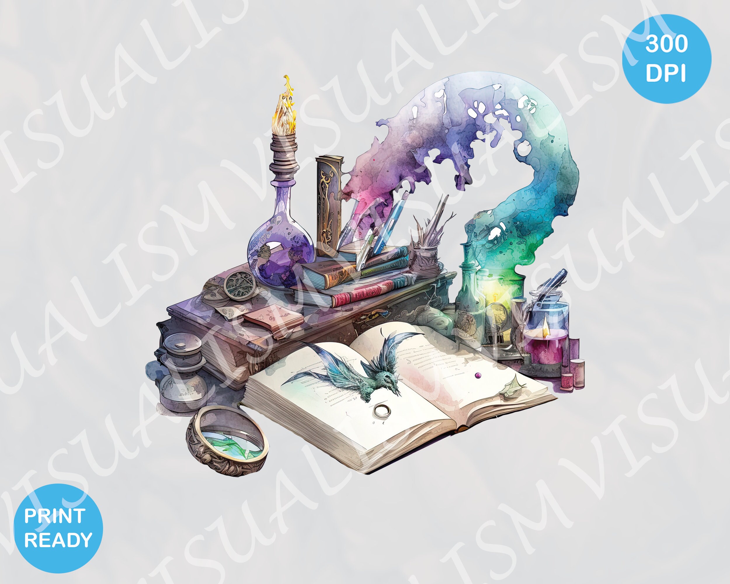 20 Fantasy Wizard Desks Clipart Bundle, Magic Wizard Clipart, Scrapbook ...