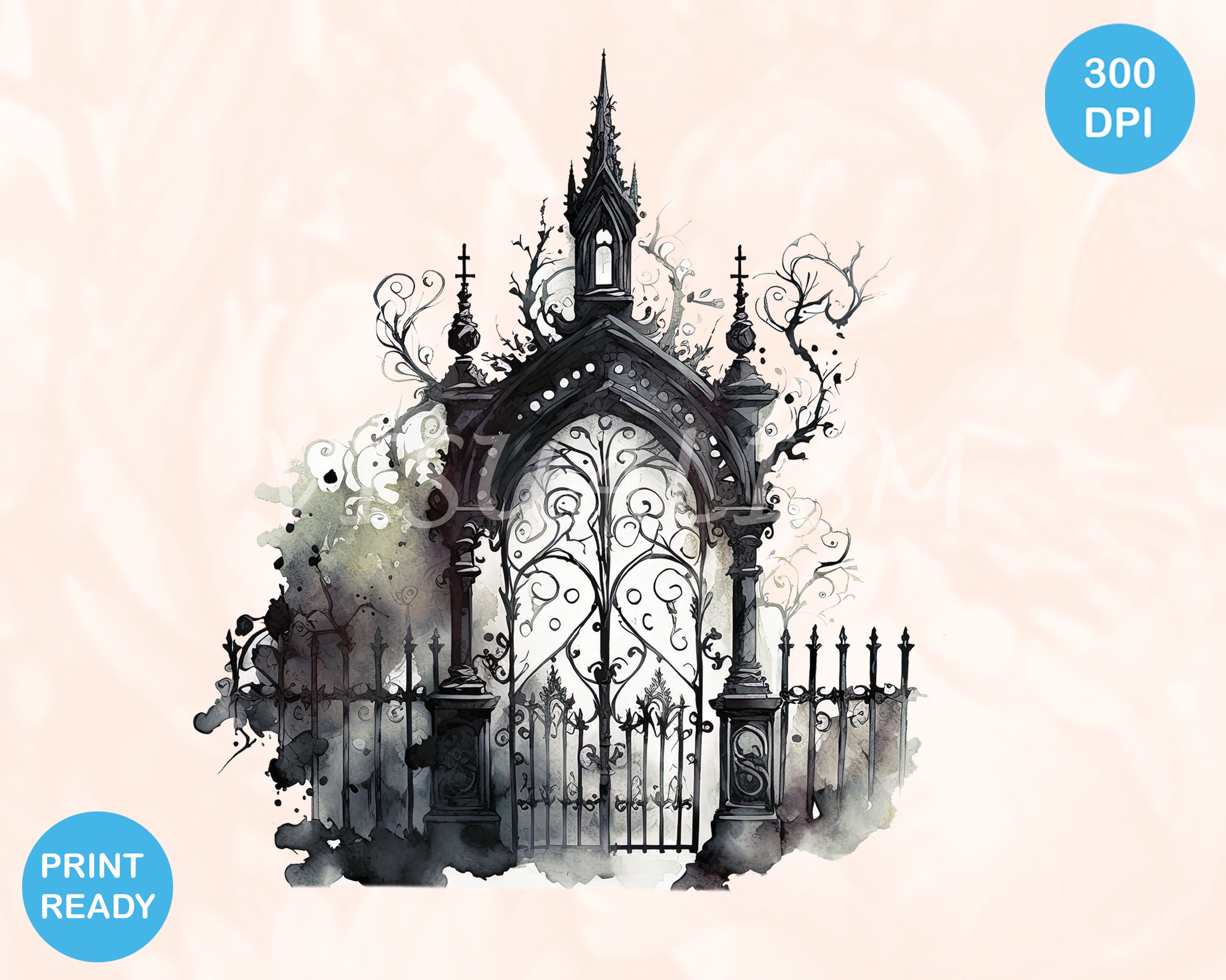 14 GOTHIC GATE CLIPART Digital Downloads Gothic Cemetery - Etsy