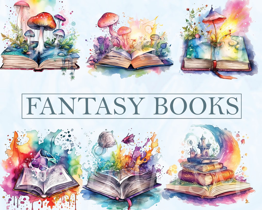 FANTASY BOOK WATERCOLOR, Digital Downloads, Fantasy Book Clipart ...