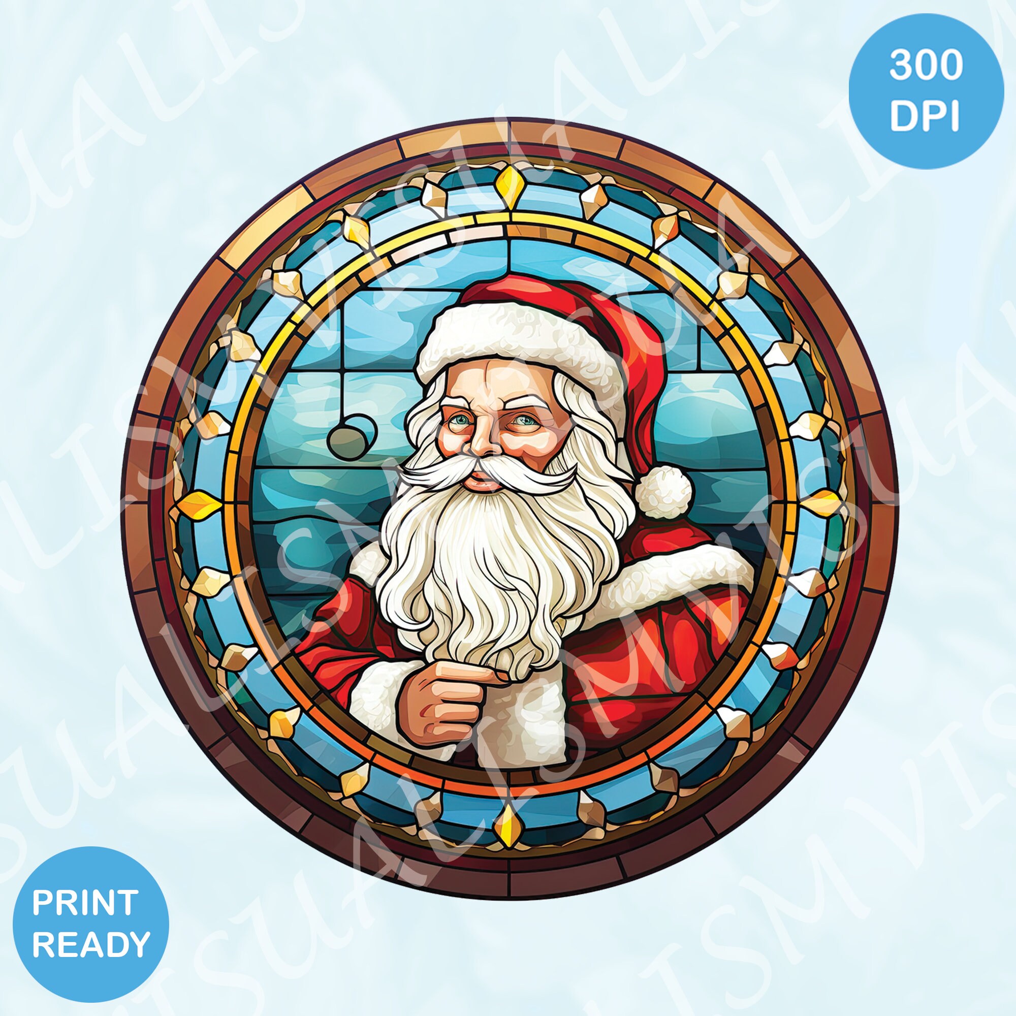 20 Stained Glass Santa Claus Clipart for Stained Glass Window Hanging ...