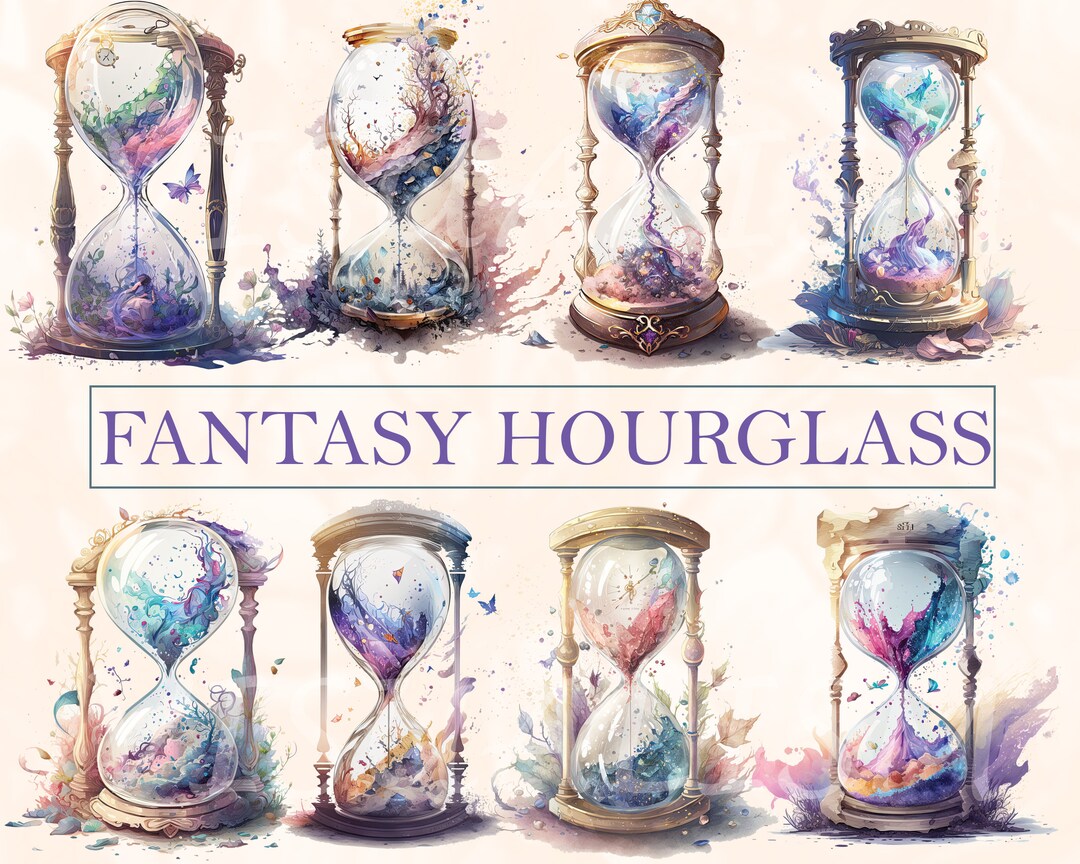 FANTASY HOURGLASS ART, Digital Downloads, Hourglass Clipart, Hourglass ...
