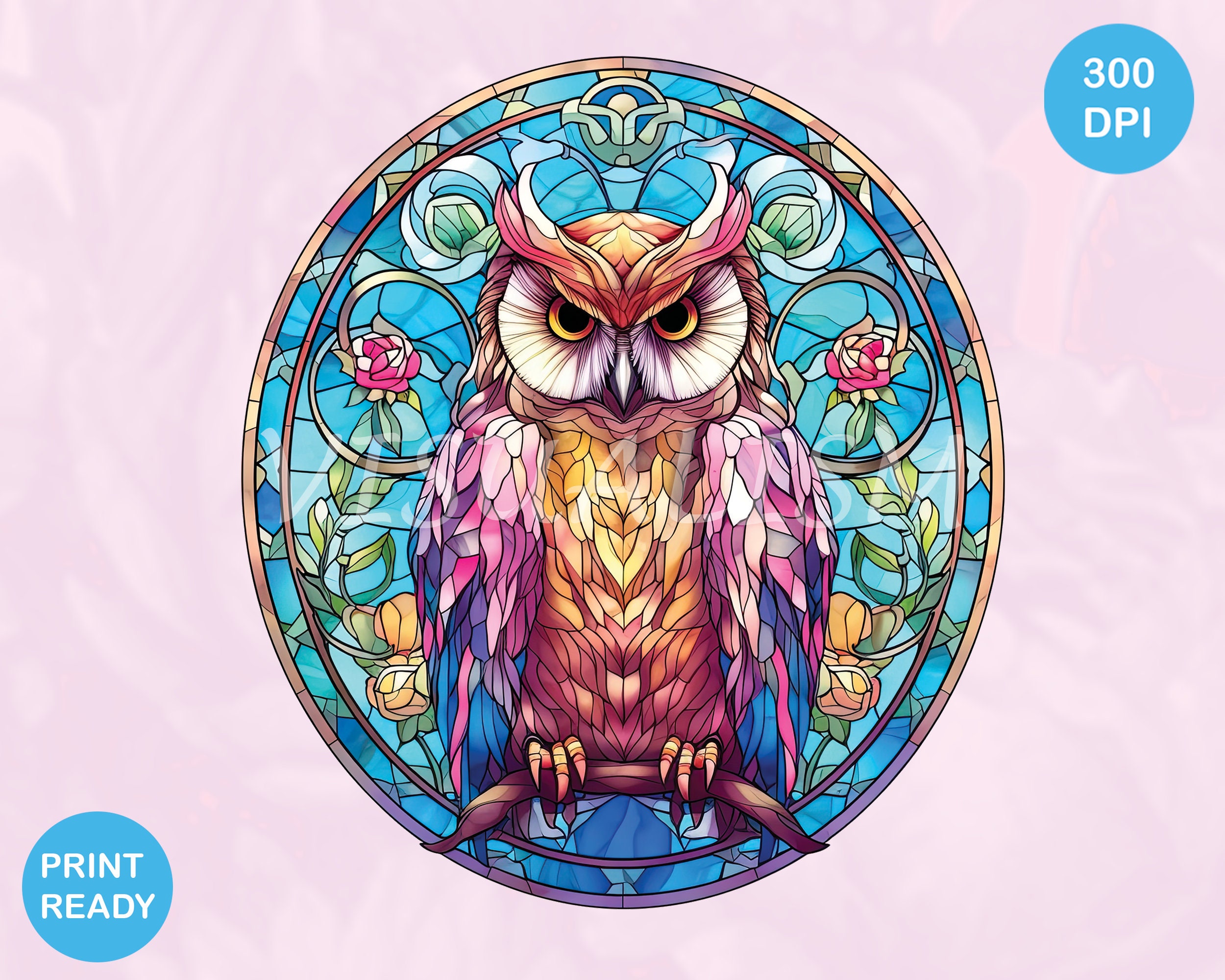 19 Stained Glass Owl Digital Clipart Files Stain Glass Owl - Etsy