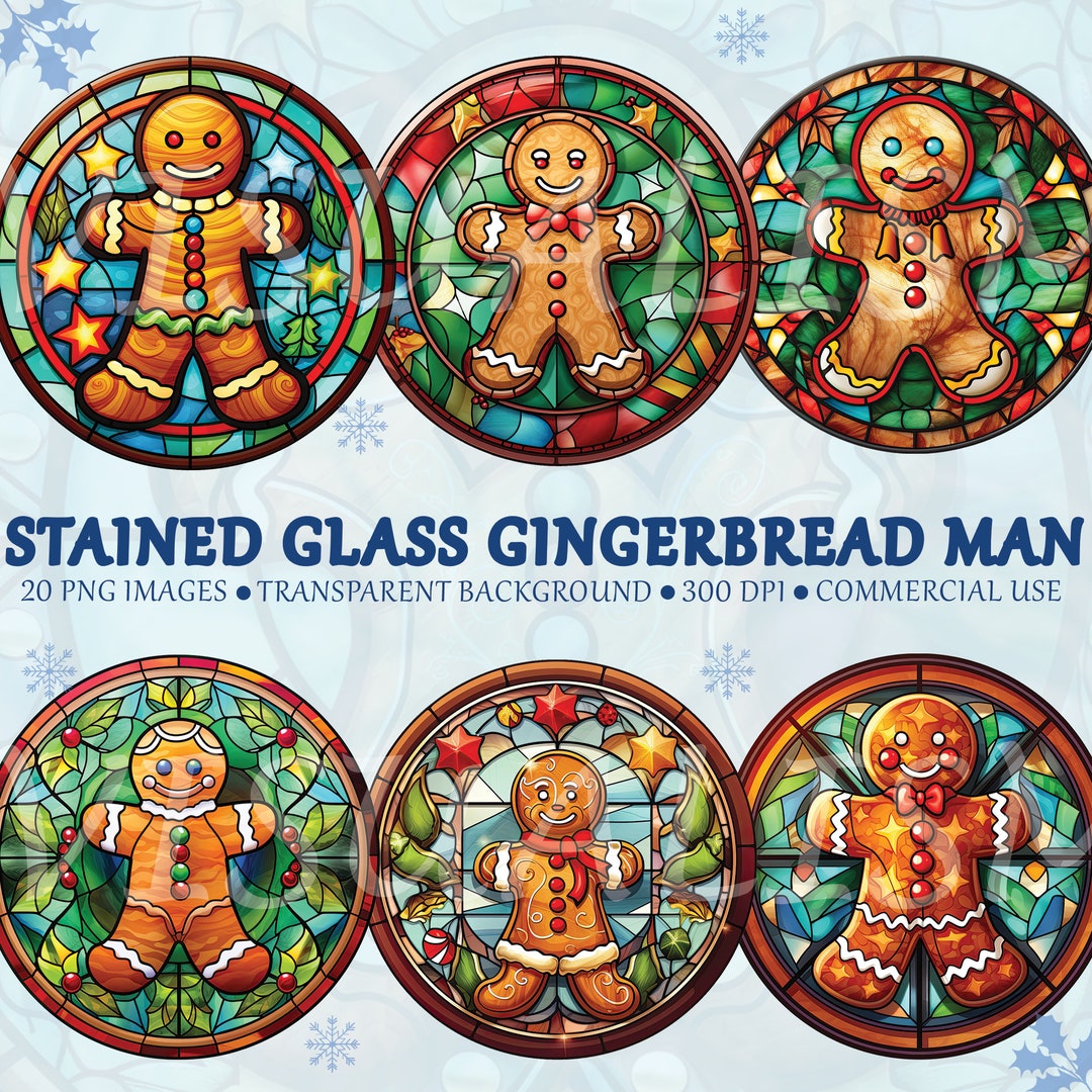 20 Stained Glass Gingerbread Man Clipart for Stained Glass Window ...