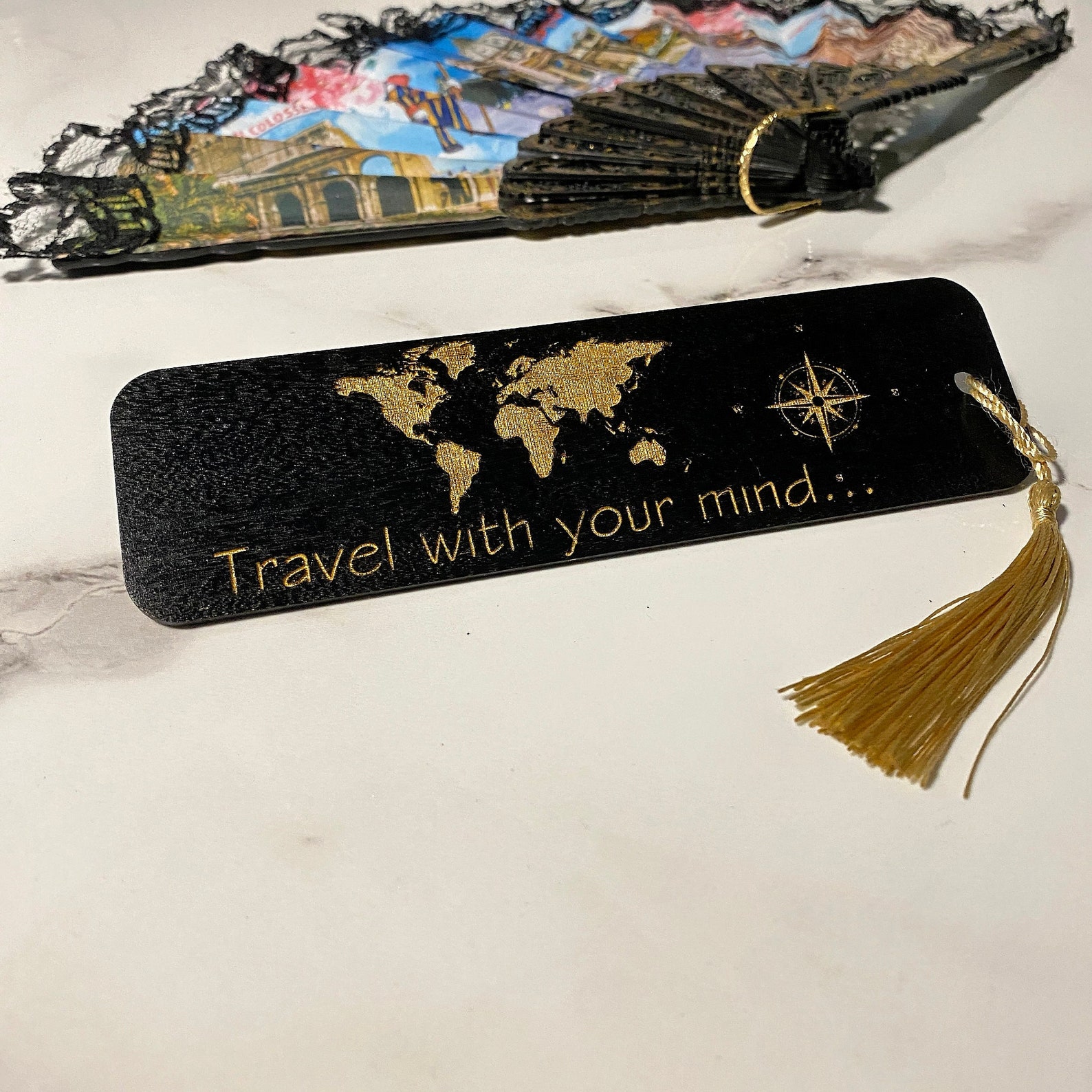 Wooden map Bookmark / Black Version - Etsy