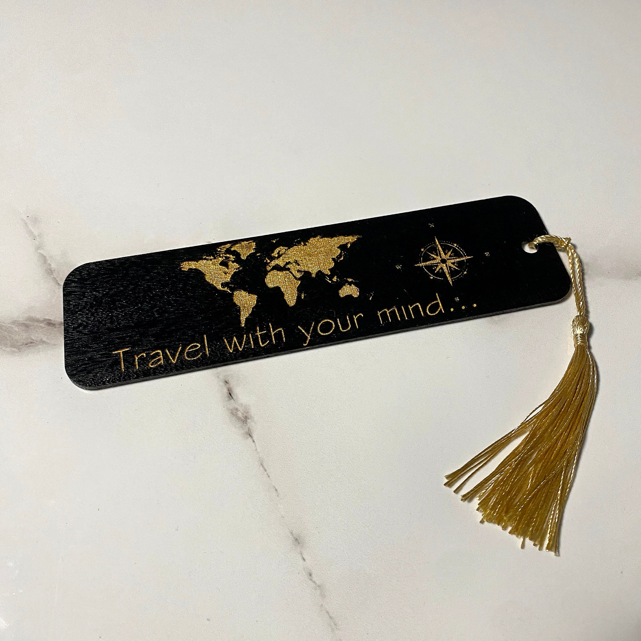 Wooden map Bookmark / Black Version - Etsy