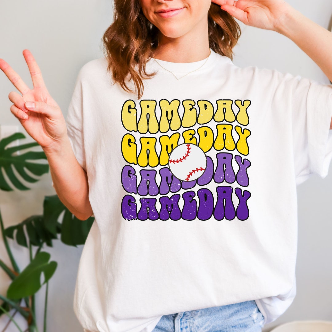 Purple and Gold, Comfort Colors, Baseball Shirt, Baseball Mom, Baseball ...