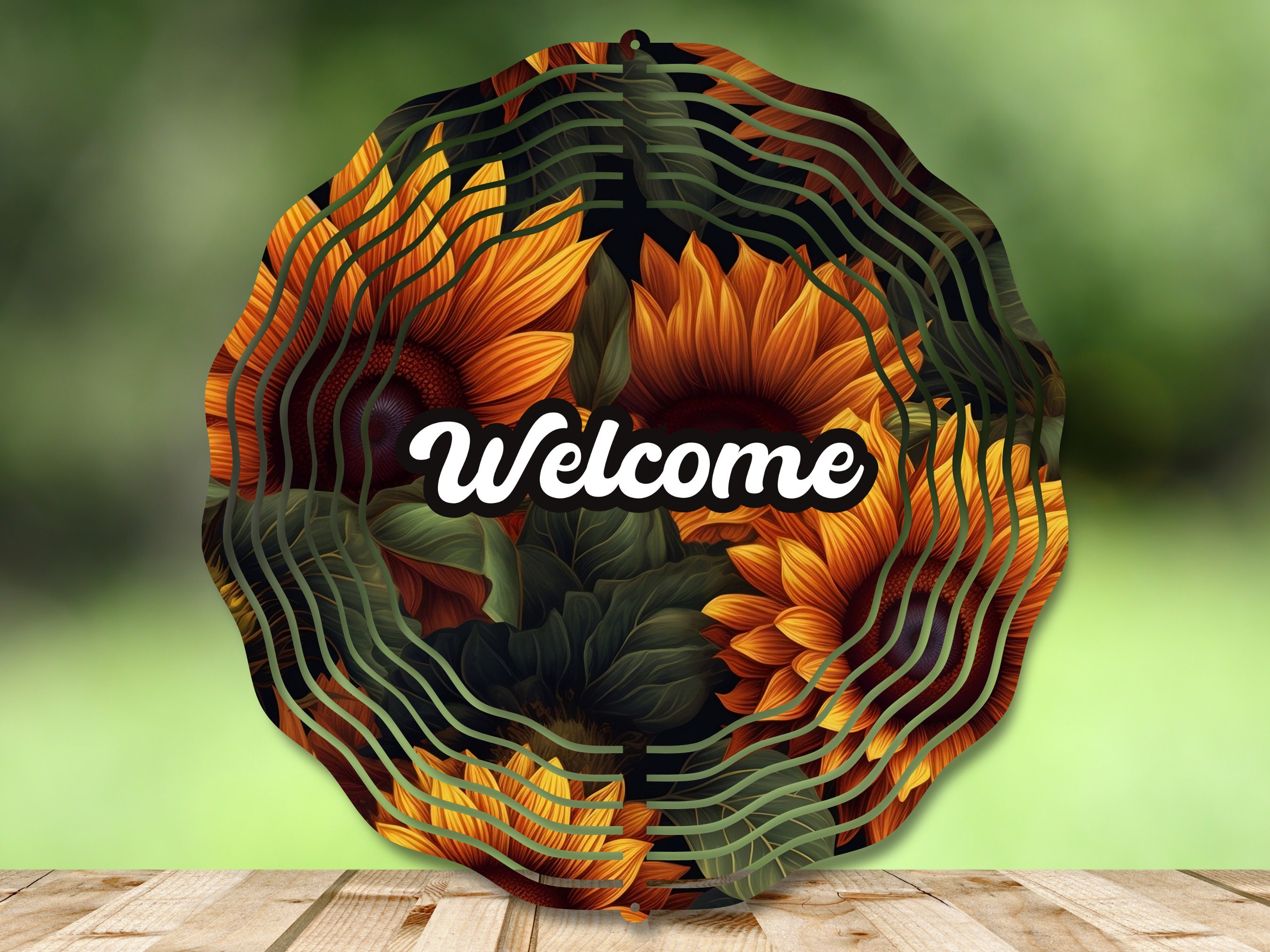 Welcome Wind Spinner Design, Sunflower Wind Spinner PNG, Garden Wind ...