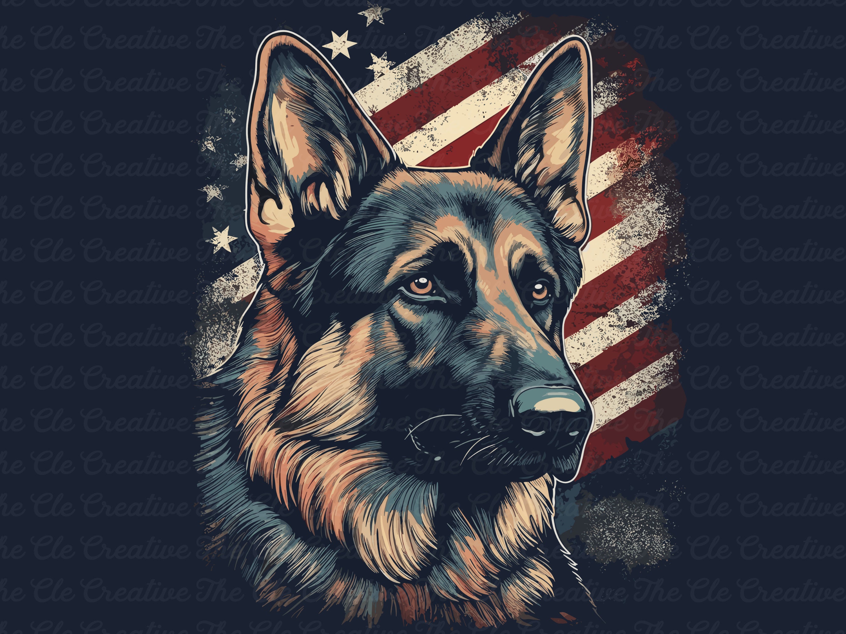 Patriotic Dog Wall Art Patriotic German Shepherd 4th of July Print Dog ...