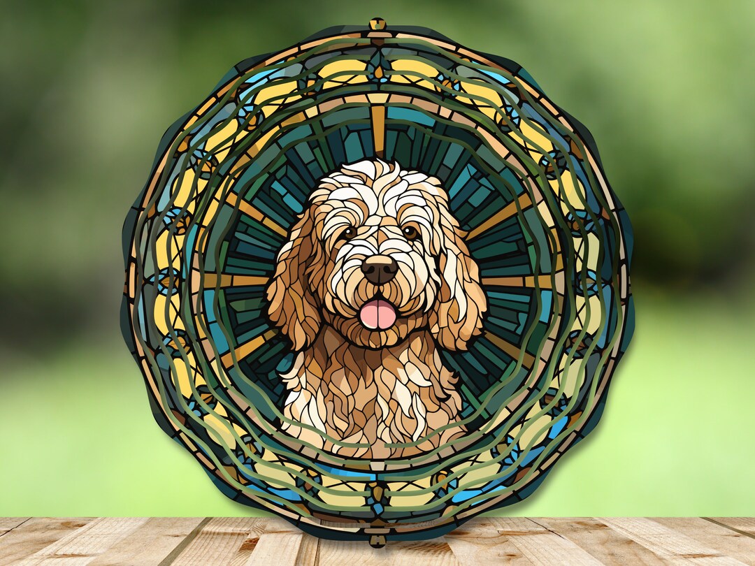 Doodle Wind Spinner Design, Dog Wind Spinner PNG, Stained Glass Wind ...