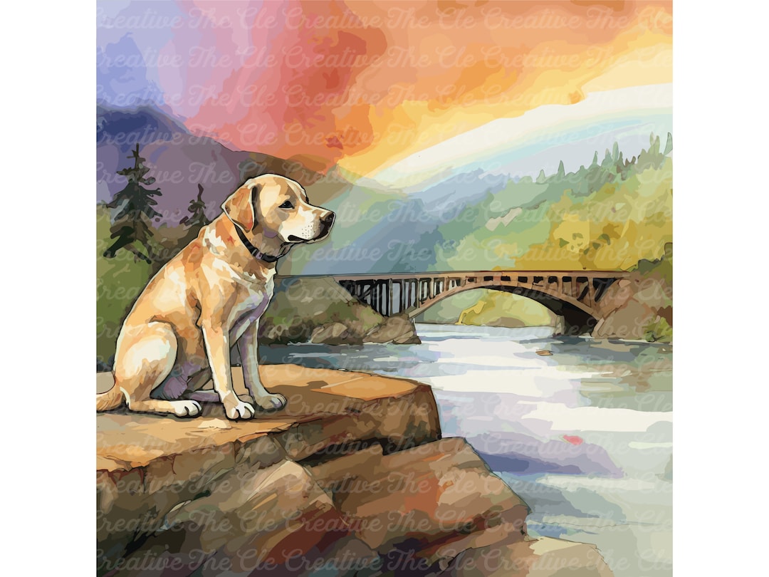 Rainbow Bridge Watercolor PNG Dog Rainbow Bridge Art Card Rainbow ...