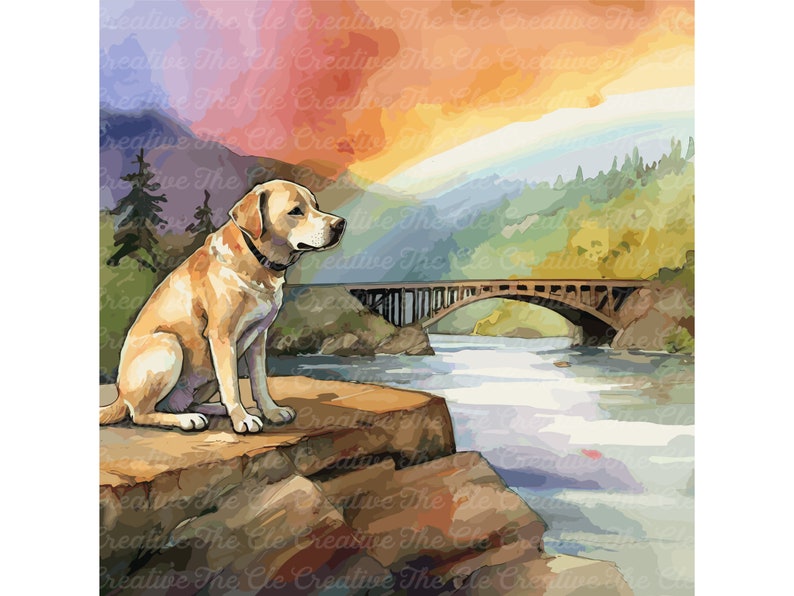 Rainbow Bridge Watercolor PNG Dog Rainbow Bridge Art Card Rainbow ...