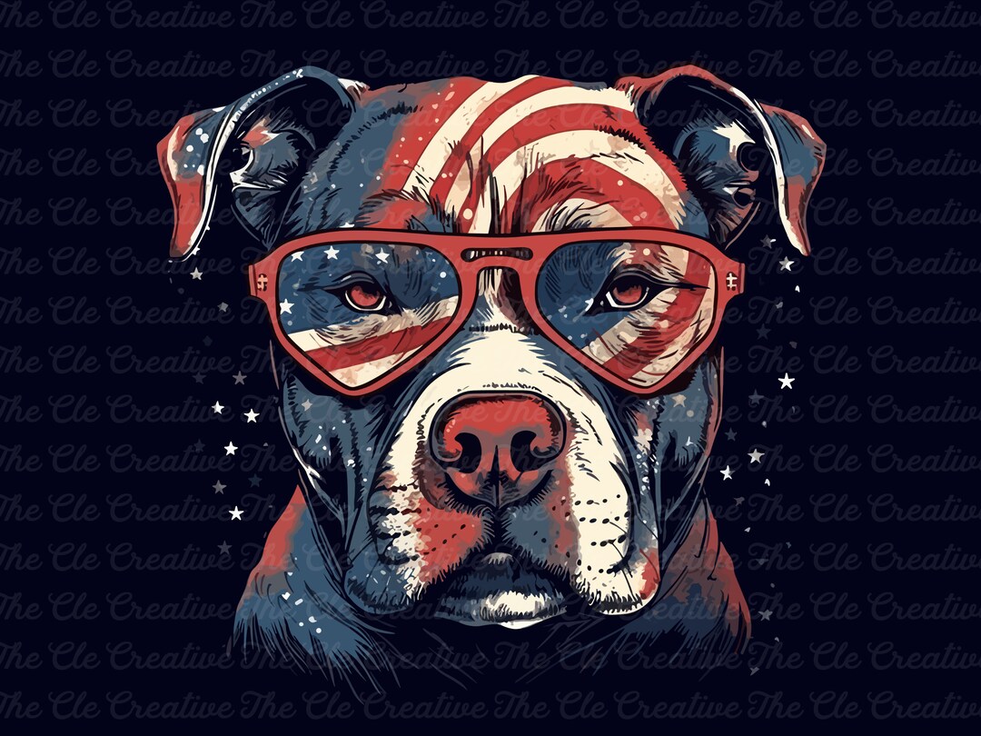Patriotic Dog PNG Patriotic Pitbull 4th of July Print 4th of July Dog ...
