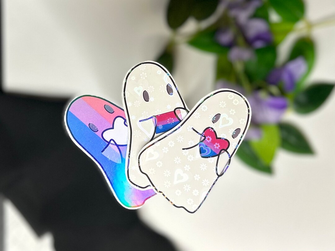 Set of 3 Cozy Ghost Bisexual Flag Holographic Sticker | Bi Pride Laptop ...