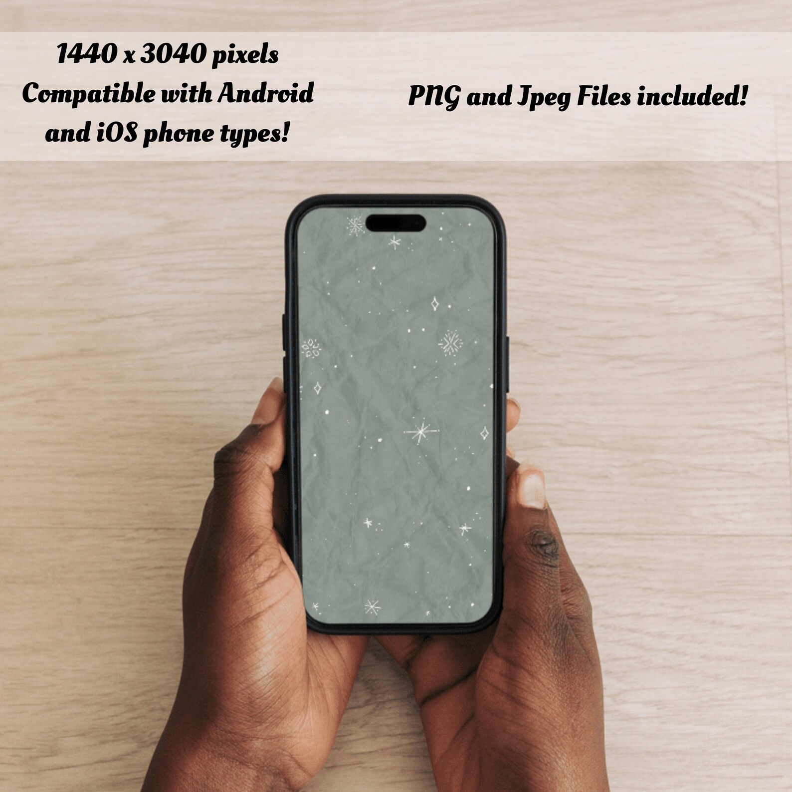 Ice Blue Snowflakes Phone Background Digital Download, High Res PNG ...