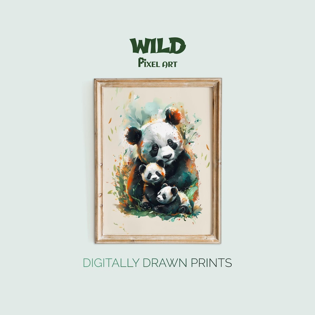 Baby Panda Family Printable Wall Art - Cute Pandas Artwork, Printable ...