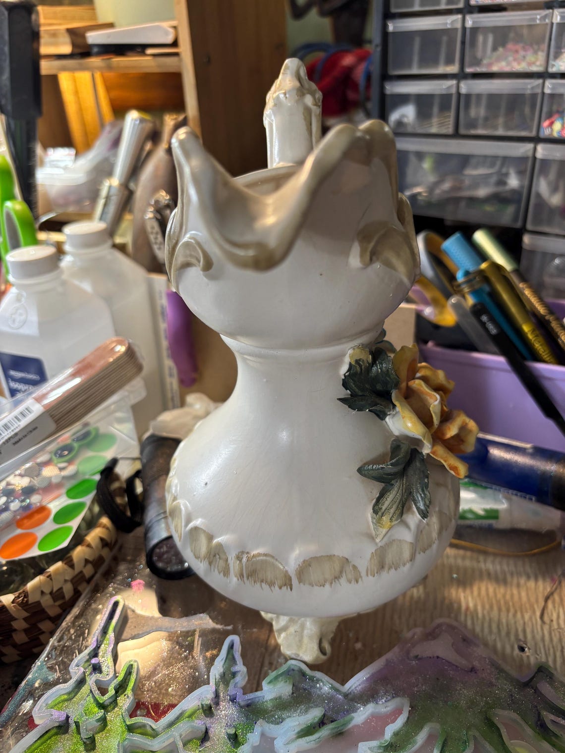 Vintage Capodimonte Pitcher, Porcelain, Etched, Late 1800s, Good ...