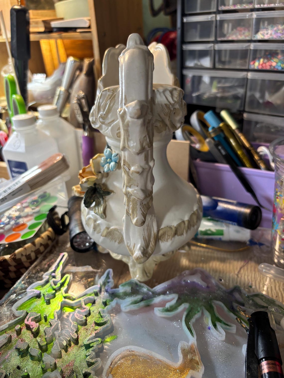 Vintage Capodimonte Pitcher, Porcelain, Etched, Late 1800s, Good ...