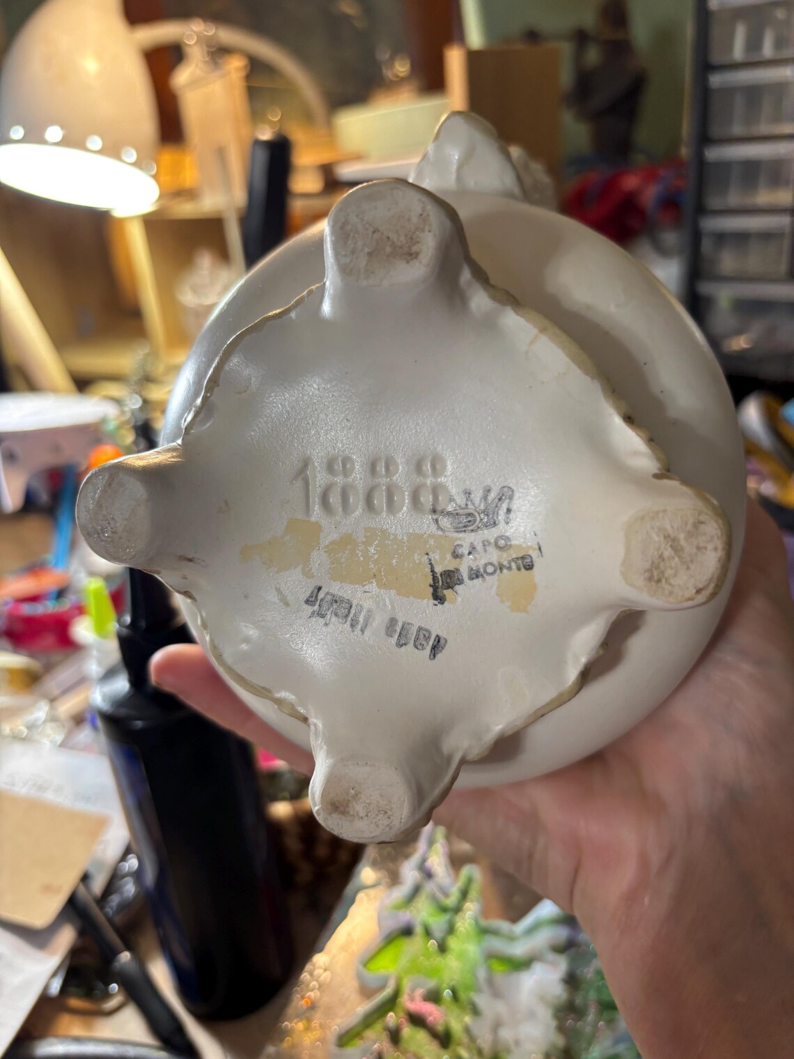 Vintage Capodimonte Pitcher, Porcelain, Etched, Late 1800s, Good ...