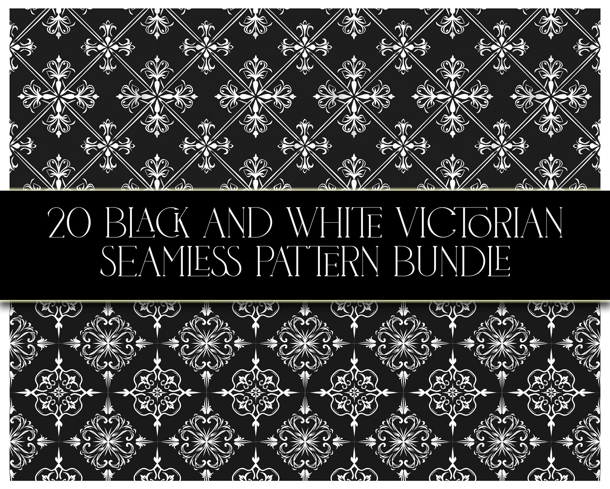 20 Black and White Victorian Gothic Seamless Pattern Bundle - Etsy