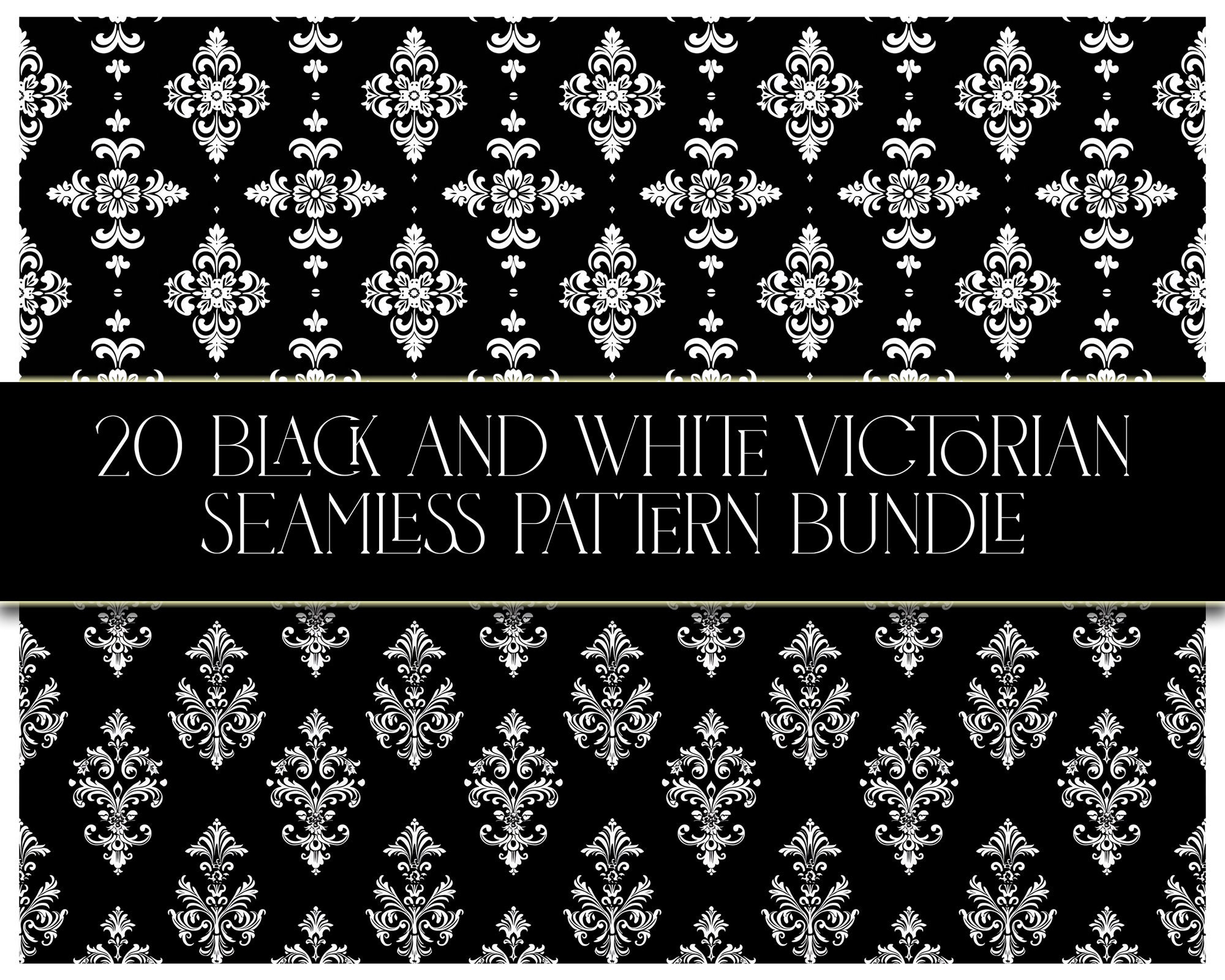 20 Black and White Victorian Gothic Seamless Pattern Bundle - Etsy