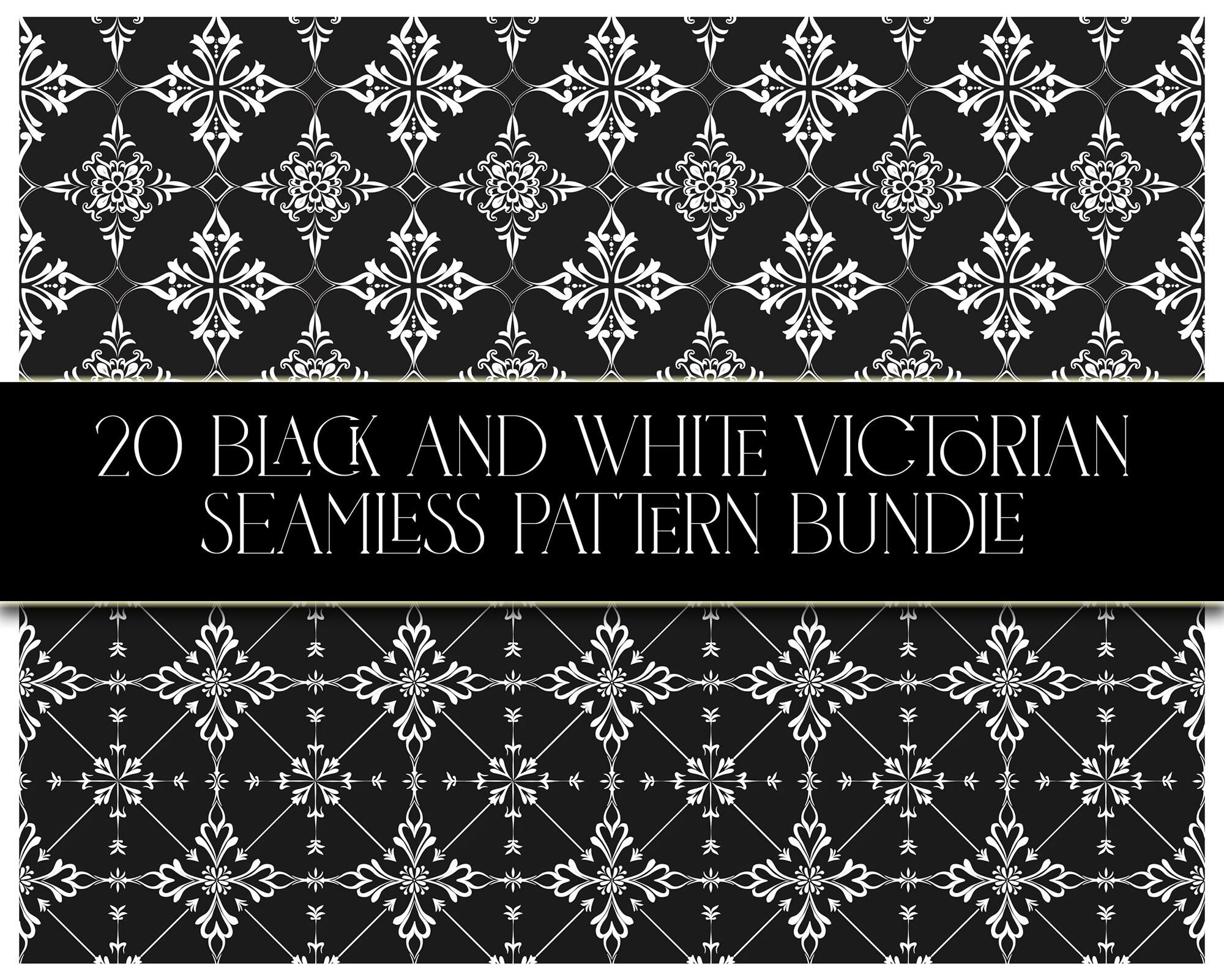 20 Black and White Victorian Gothic Seamless Pattern Bundle - Etsy