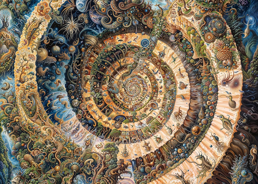 Spiral of Creation - Intricate Spiral Visionary Art Metal Prints ...