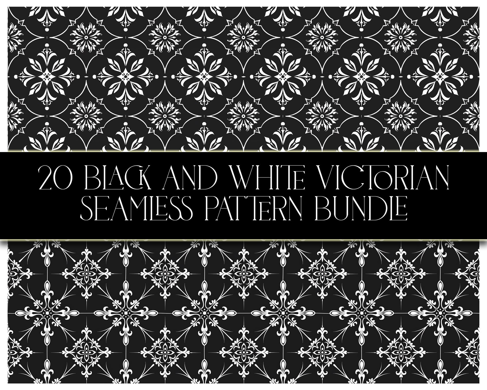 20 Black and White Victorian Gothic Seamless Pattern Bundle - Etsy