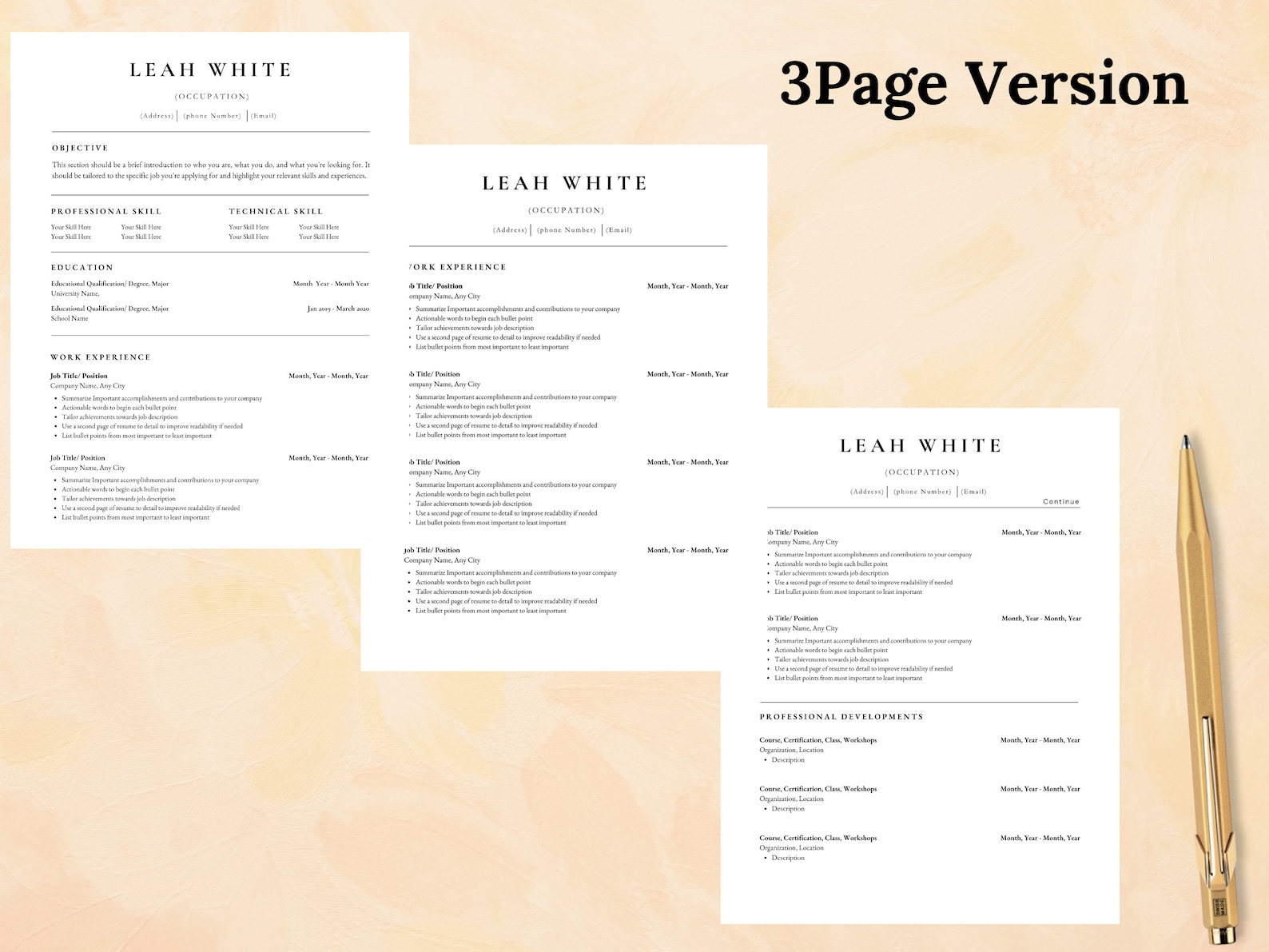 ATS Compatible Friendly Resume for Professionals, Easy to Edit on Canva ...