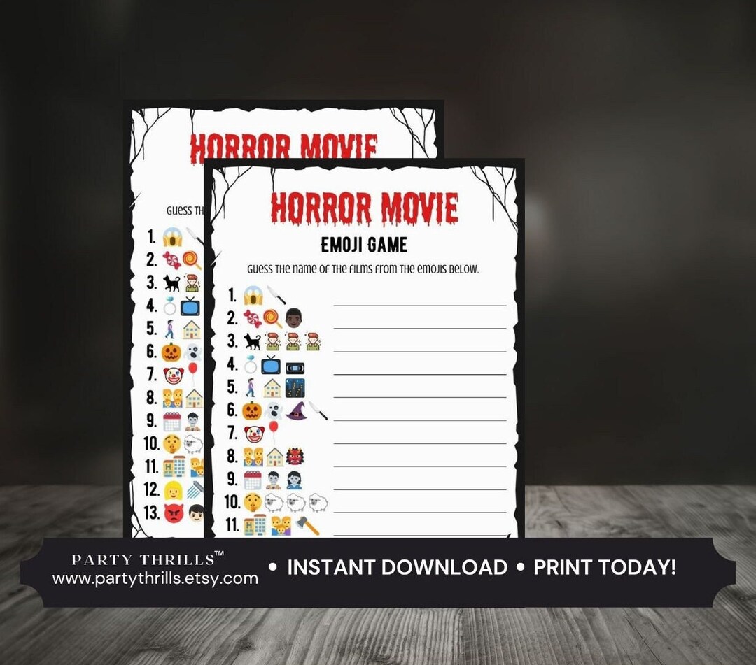 Horror Movie Emoji Pictionary Halloween Party Games Adult Teen Trivia ...