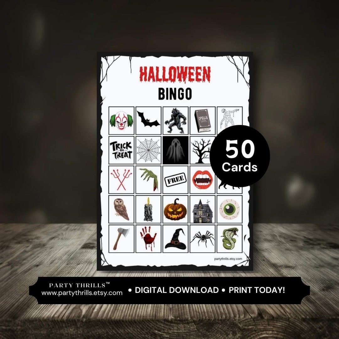 Halloween Bingo Party Game Picture Bingo Halloween Activity Adult Teen ...