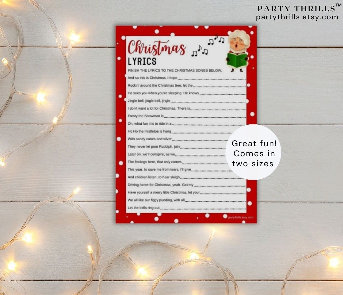 Christmas Finish the Lyrics Game Printable Games Christmas Trivia - Etsy