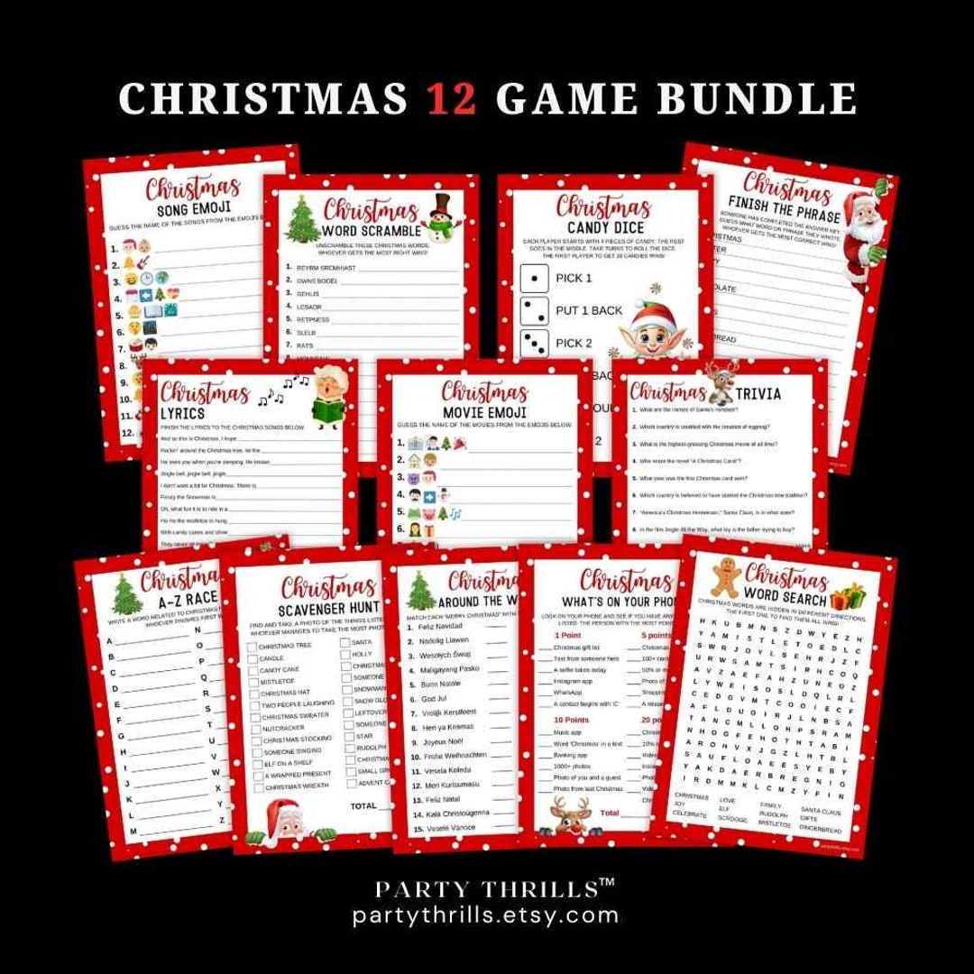 Printable Christmas Games Christmas Party Games Bundle Christmas Trivia ...
