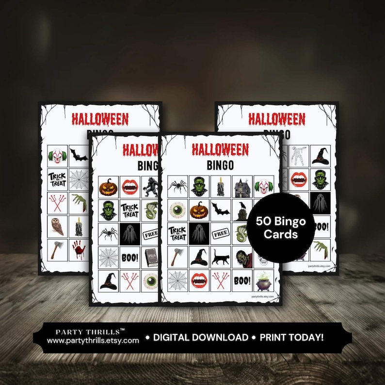 Halloween Bingo Party Game Picture Bingo Halloween Activity Adult Teen ...