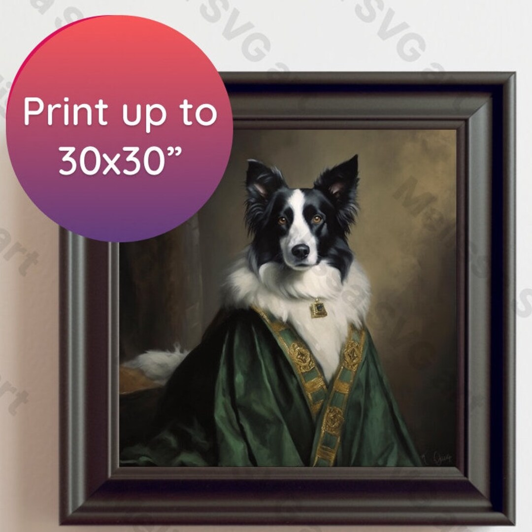 Border Collie Royal Portrait Royalty Dog Art Poster Pet Gift for Dog ...