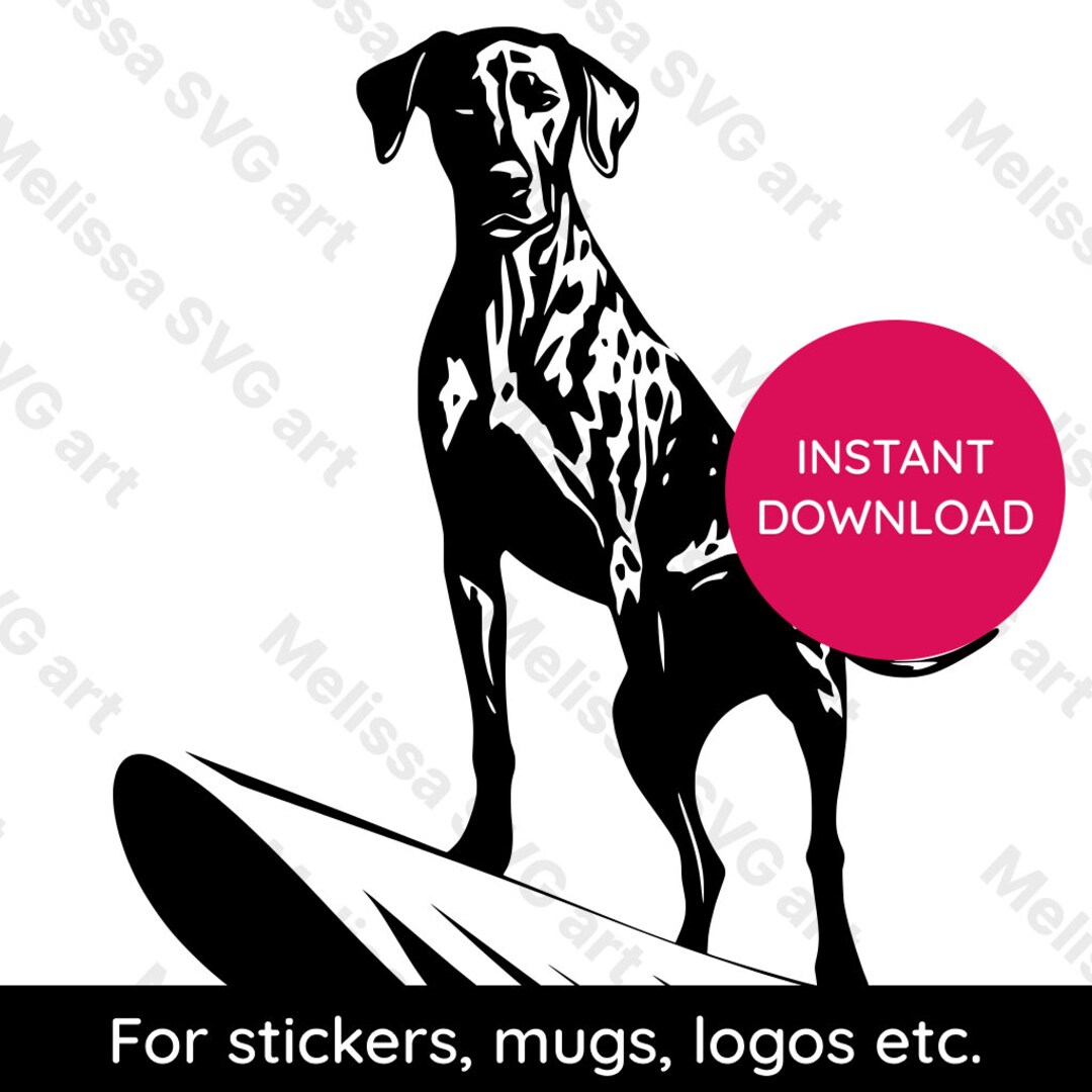Great Dane Surfing Dog SVG Silhouette Surfboard Gift for Dog Lover ...