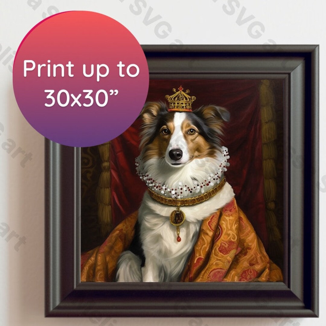 Border-aussie Royal Portrait Royalty Dog Art Poster Pet Gift for Dog ...